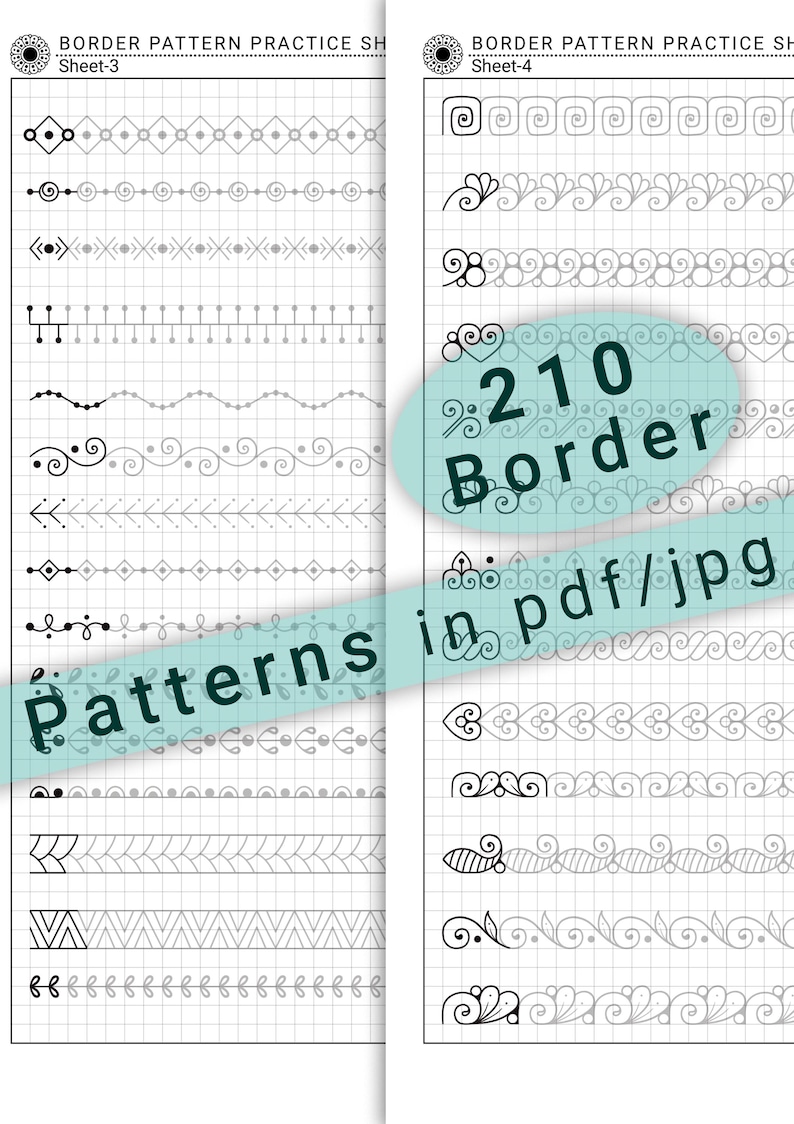 210 Easy Basic Border Patterns to Practice in PDF/JPG for Mandala ...