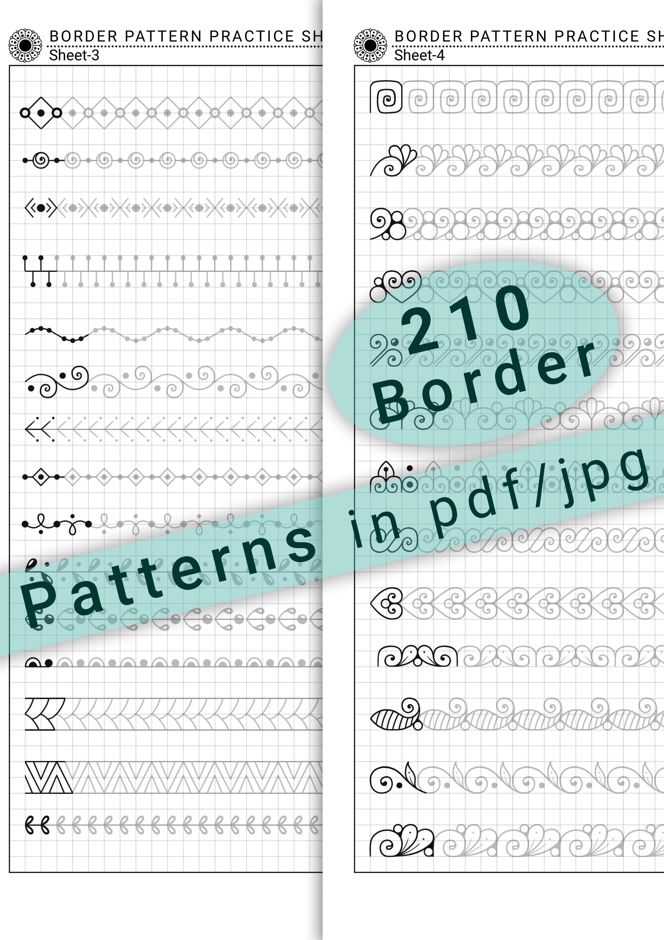 210 Easy Basic Border Patterns to Practice in PDF/JPG for Mandala ...
