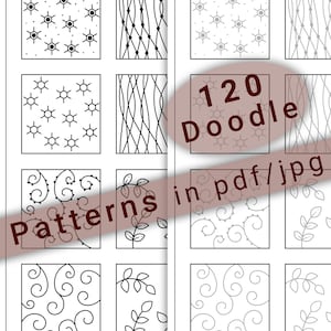 120 Easy Basic Doodle Patterns to Practice in PDF/JPG for Relaxation ...