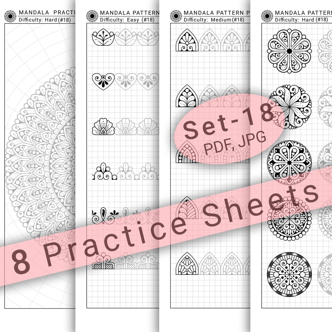 8 Mandala Practice Sheets (set-18) in PDF/JPG for Mandala Practice and Art Therapy | Instant ...