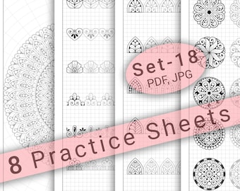 8 Mandala Practice Sheets set-5 in PDF/JPG for Mandala - Etsy