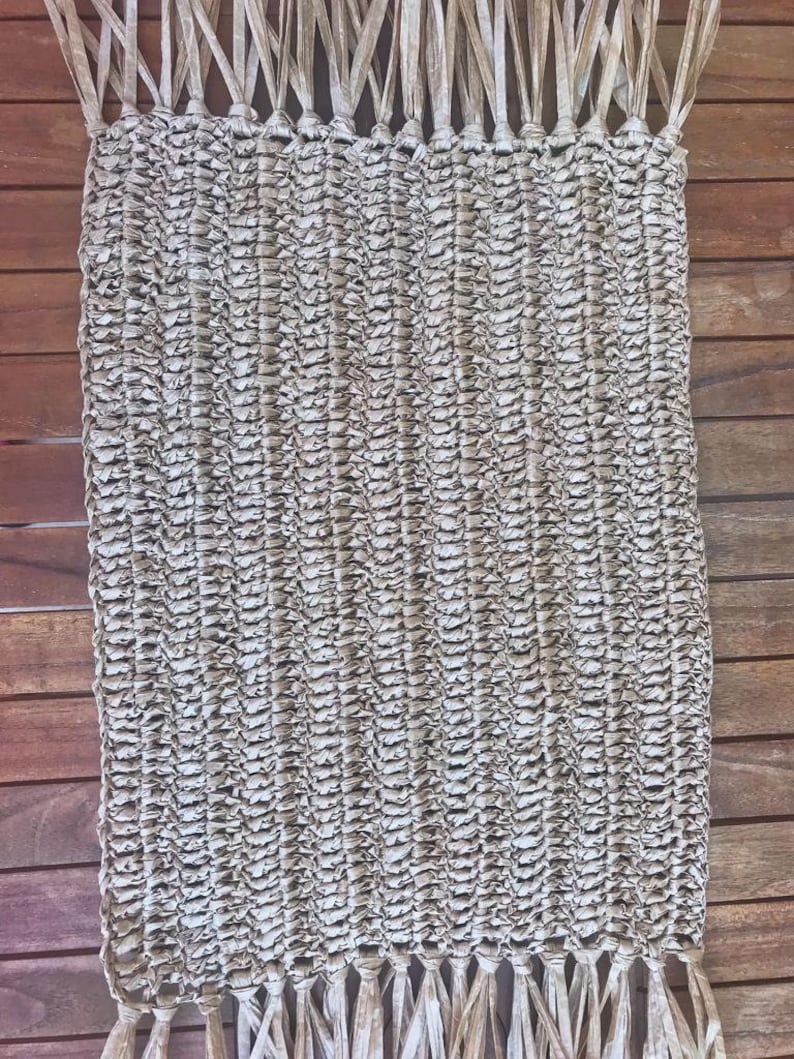 Rectangular Natural Raffia Placemat With Fringe, Boho Placemats Set of ...
