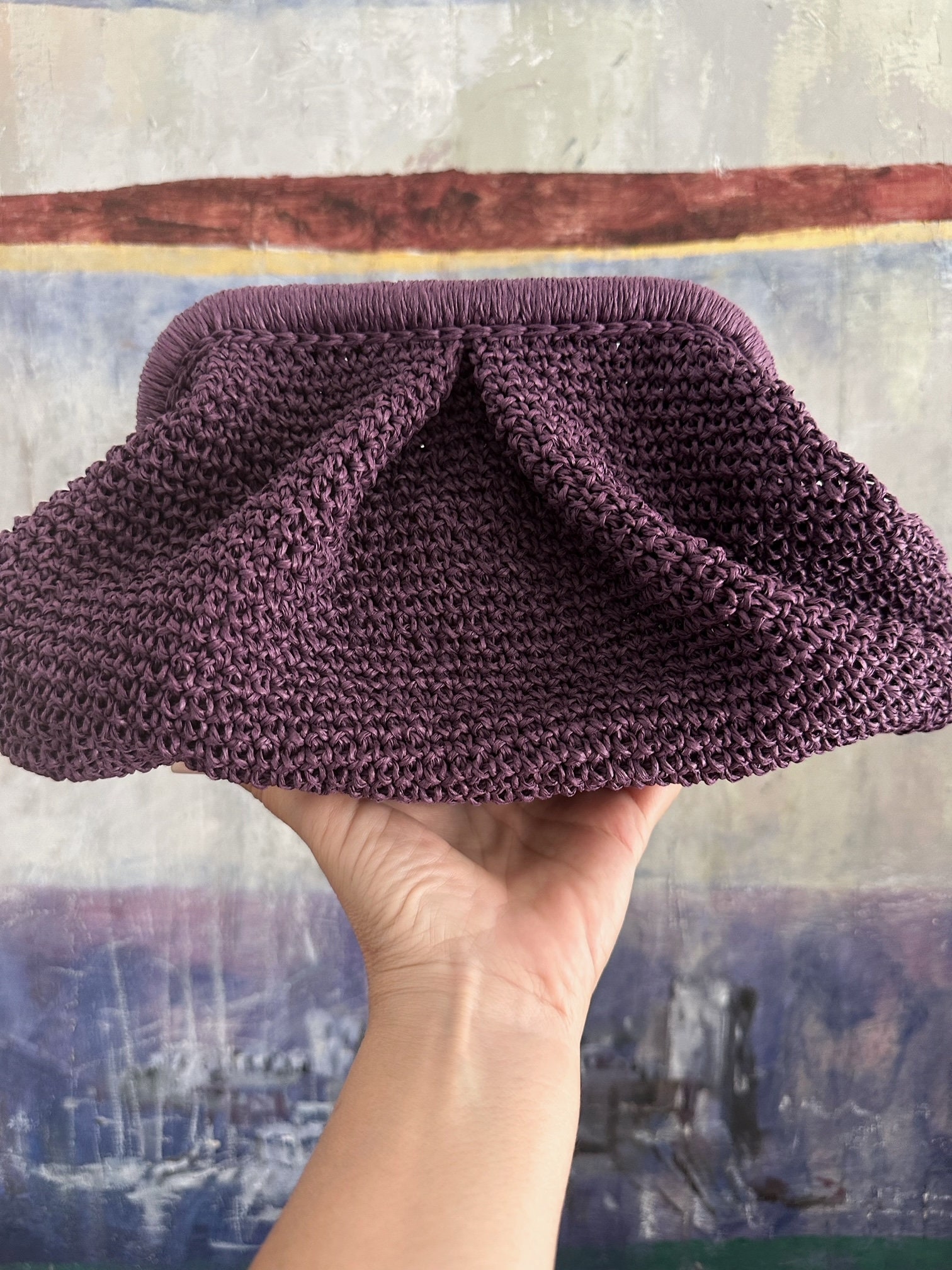 Natural Raffia Handmade Clutch, Crocheted Summer Clutch, Summer Raffia ...