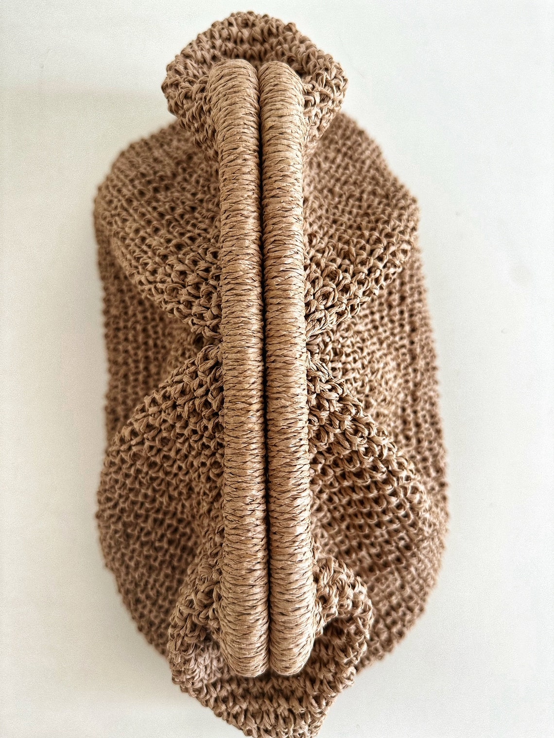 Natural Raffia Handmade Clutch, Crocheted Summer Clutch, Summer Raffia ...