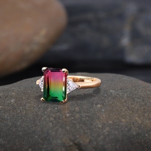 Watermelon Tourmaline Ring, Personalized Custom Gift Tourmaline Doublet ...