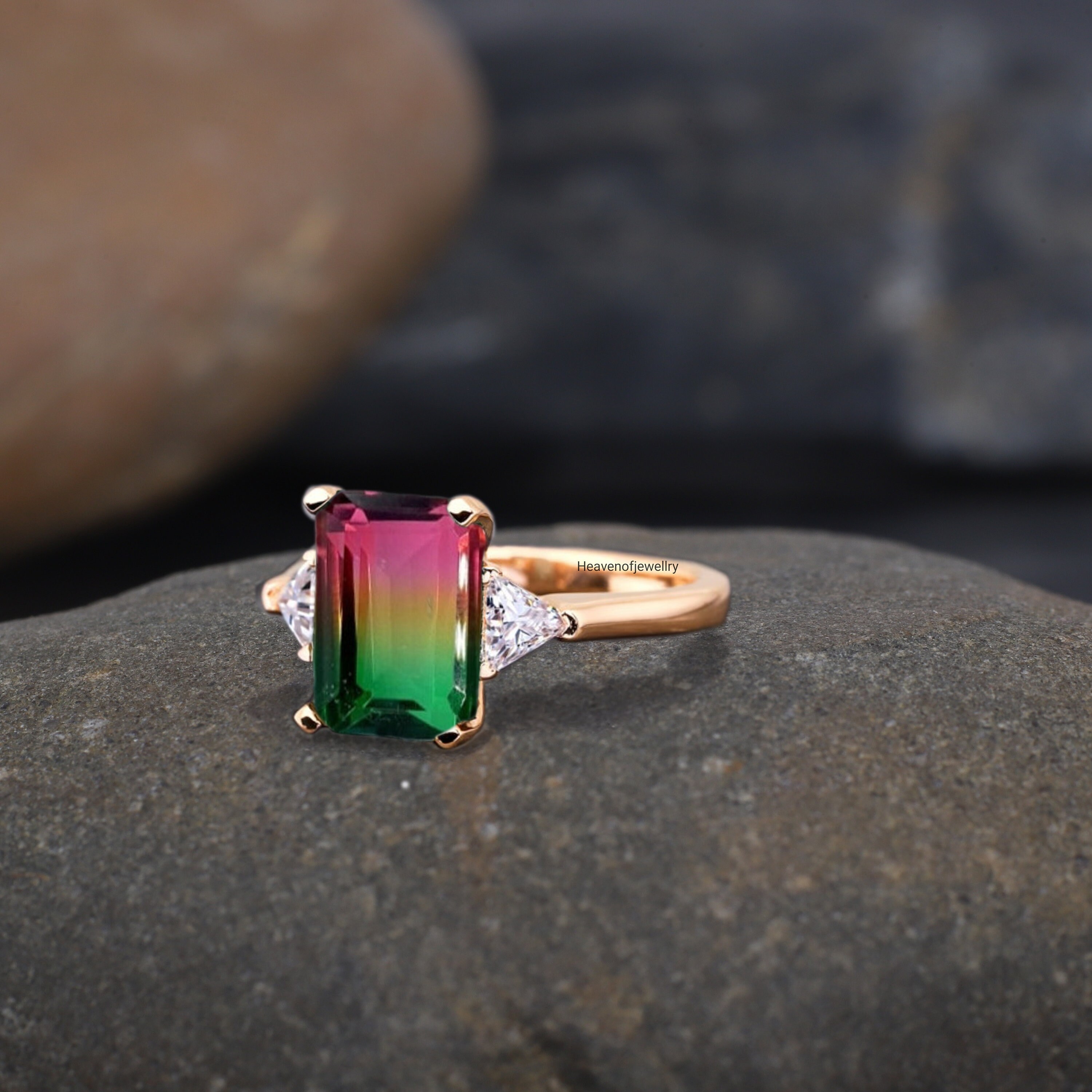 Watermelon Tourmaline Ring Personalized Custom Gift - Etsy