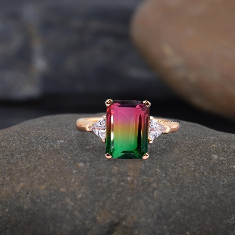 Watermelon Tourmaline Ring, Personalized Custom Gift Tourmaline Doublet ...
