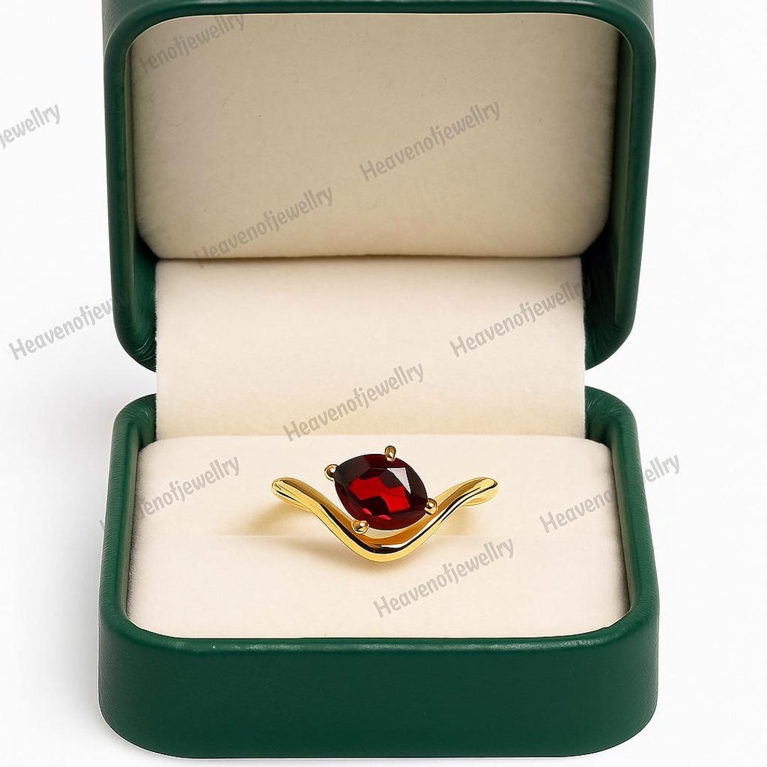 Oval Red Ruby Ring 14k Solid Gold Floating Gem Ring East West Unique ...