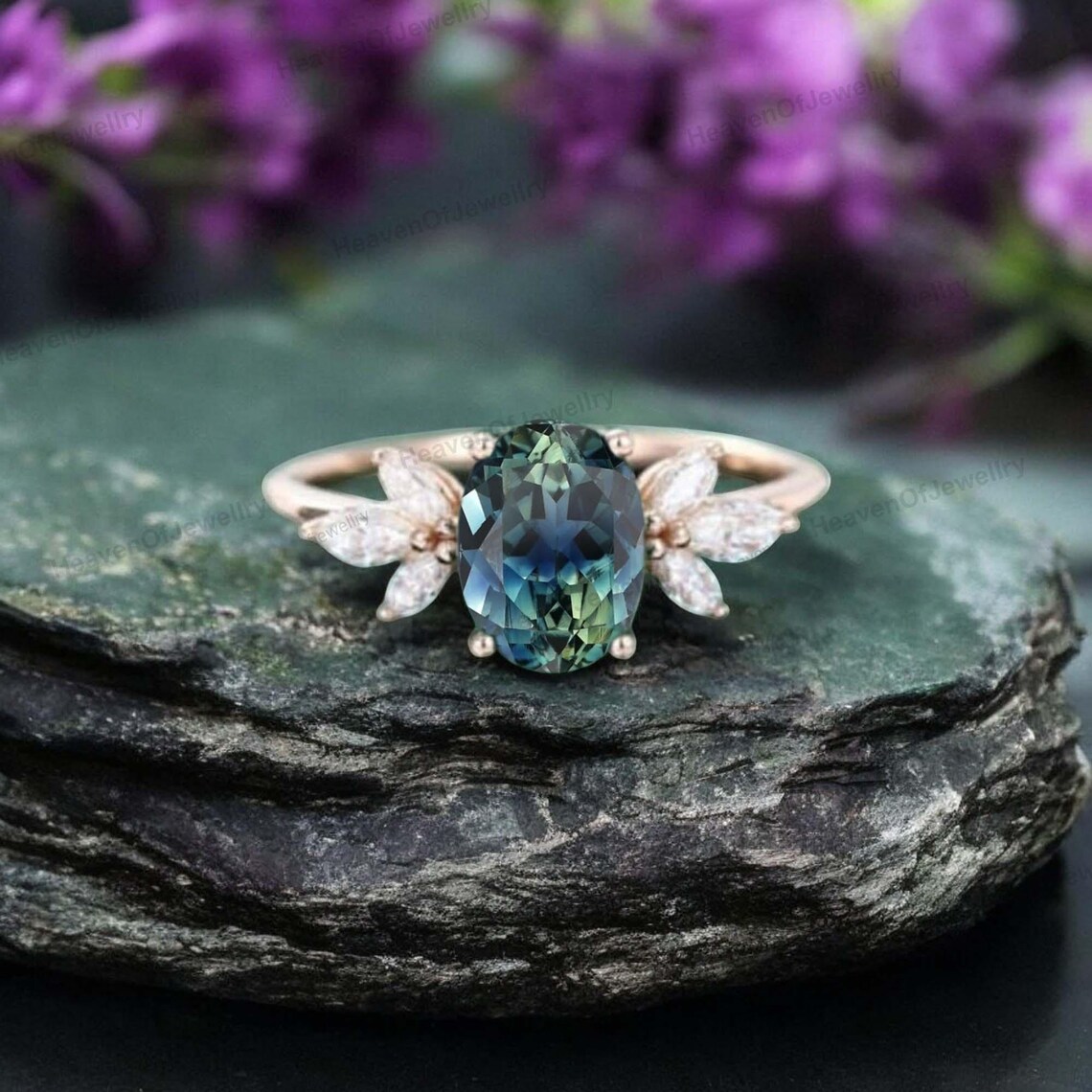 Oval Sapphire Ring, Teal Sapphire Ring, Everyday Ring, September ...