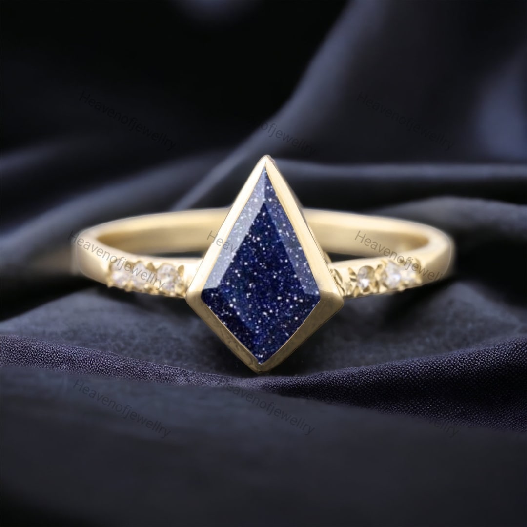 Kite Sandstone Ring Blue Sandstone Engagement Ring Nebula - Etsy