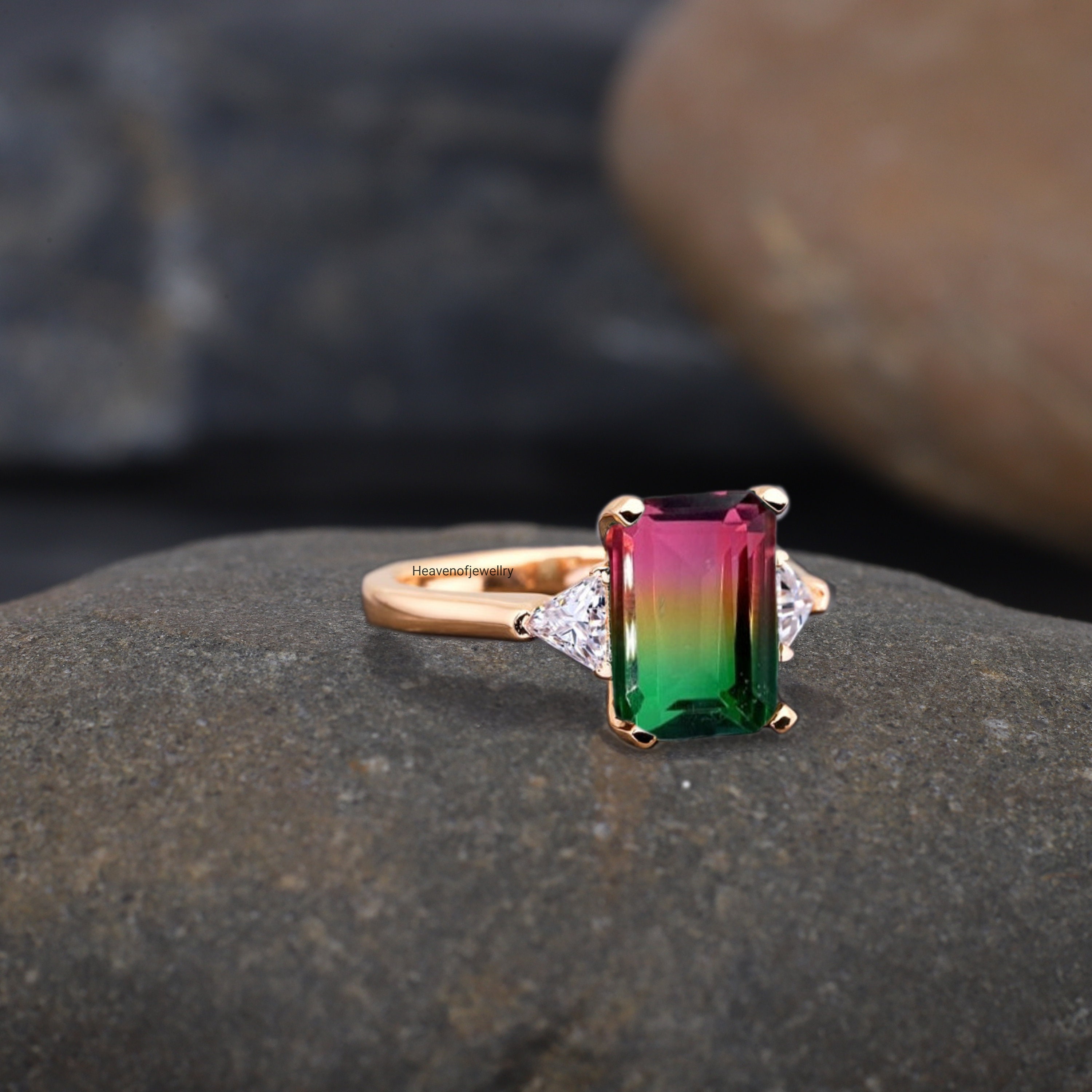 Watermelon Tourmaline Ring Personalized Custom Gift - Etsy