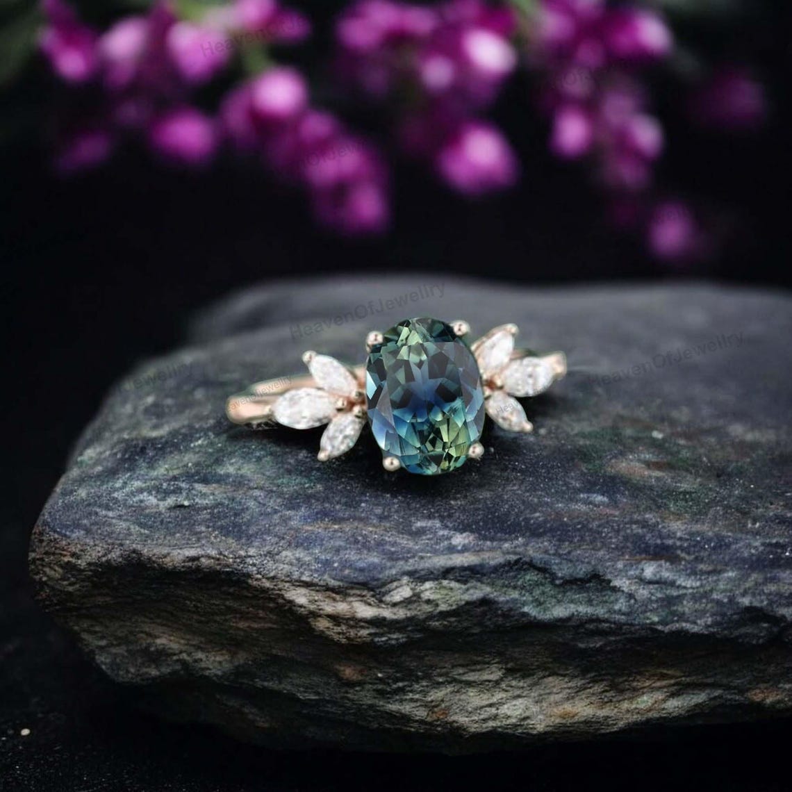Oval Sapphire Ring, Teal Sapphire Ring, Everyday Ring, September ...