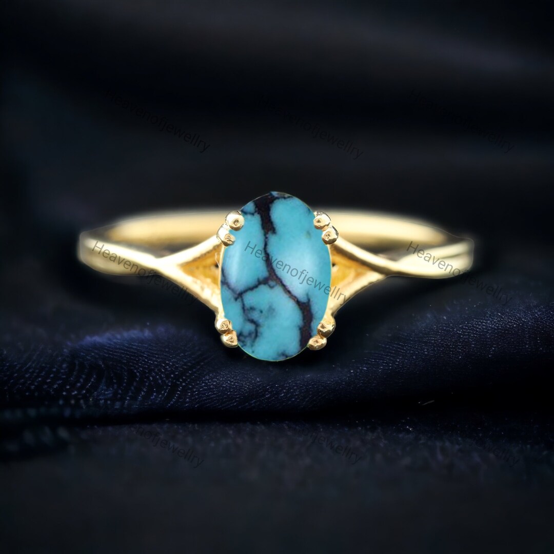 Oval Cut Turquoise Ring, Vintage Sterling Silver Ring Unique Turquoise ...