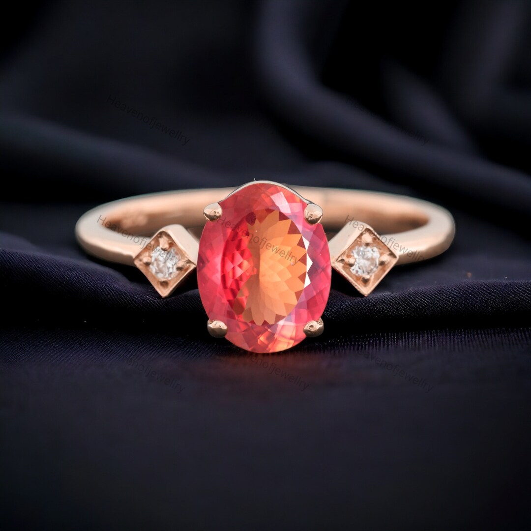 Vintage Painite Engagement Ring, 14K Yellow Gold Diamond Ring ...