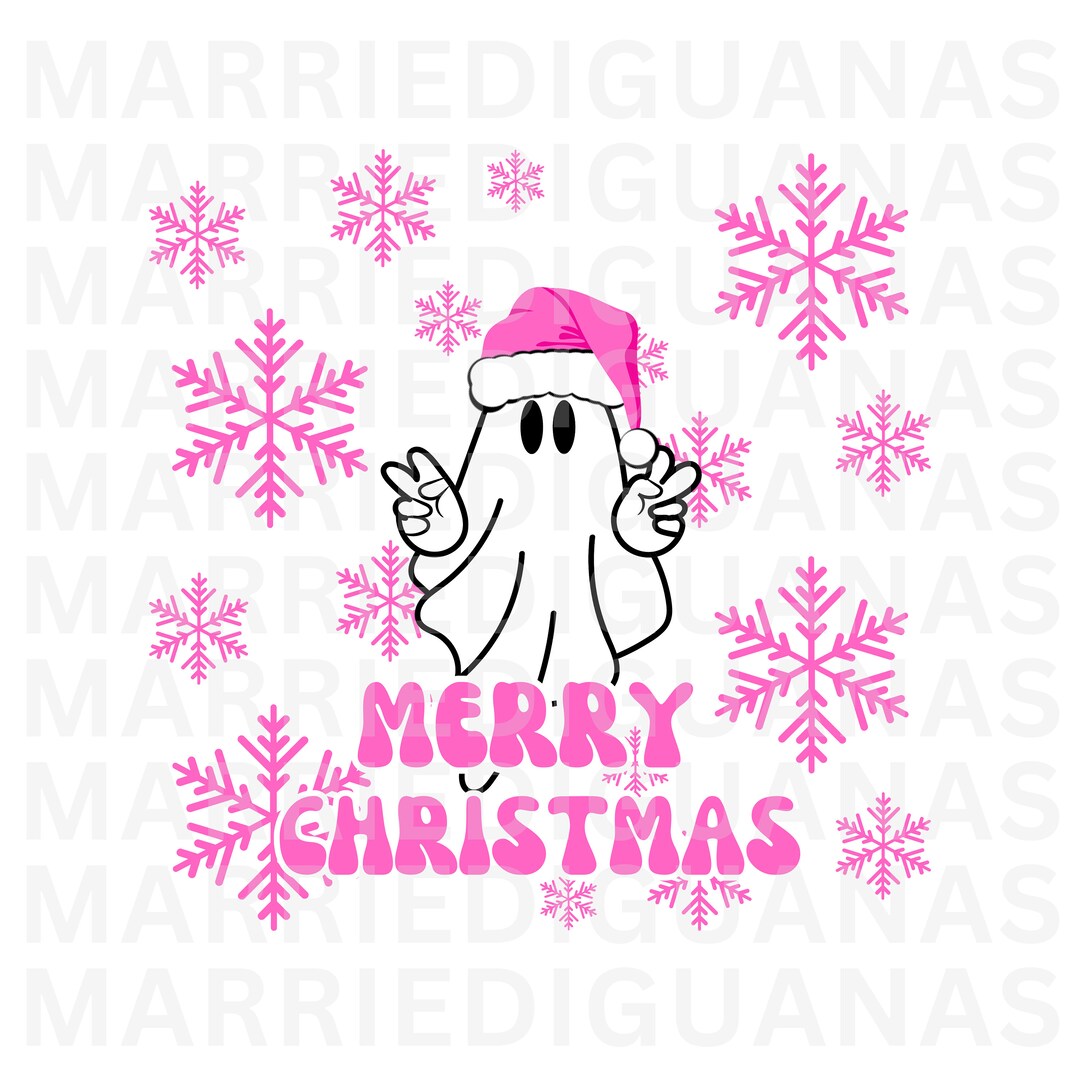 PNG merry Christmas Pink Ghost and Snowflakes. - Etsy