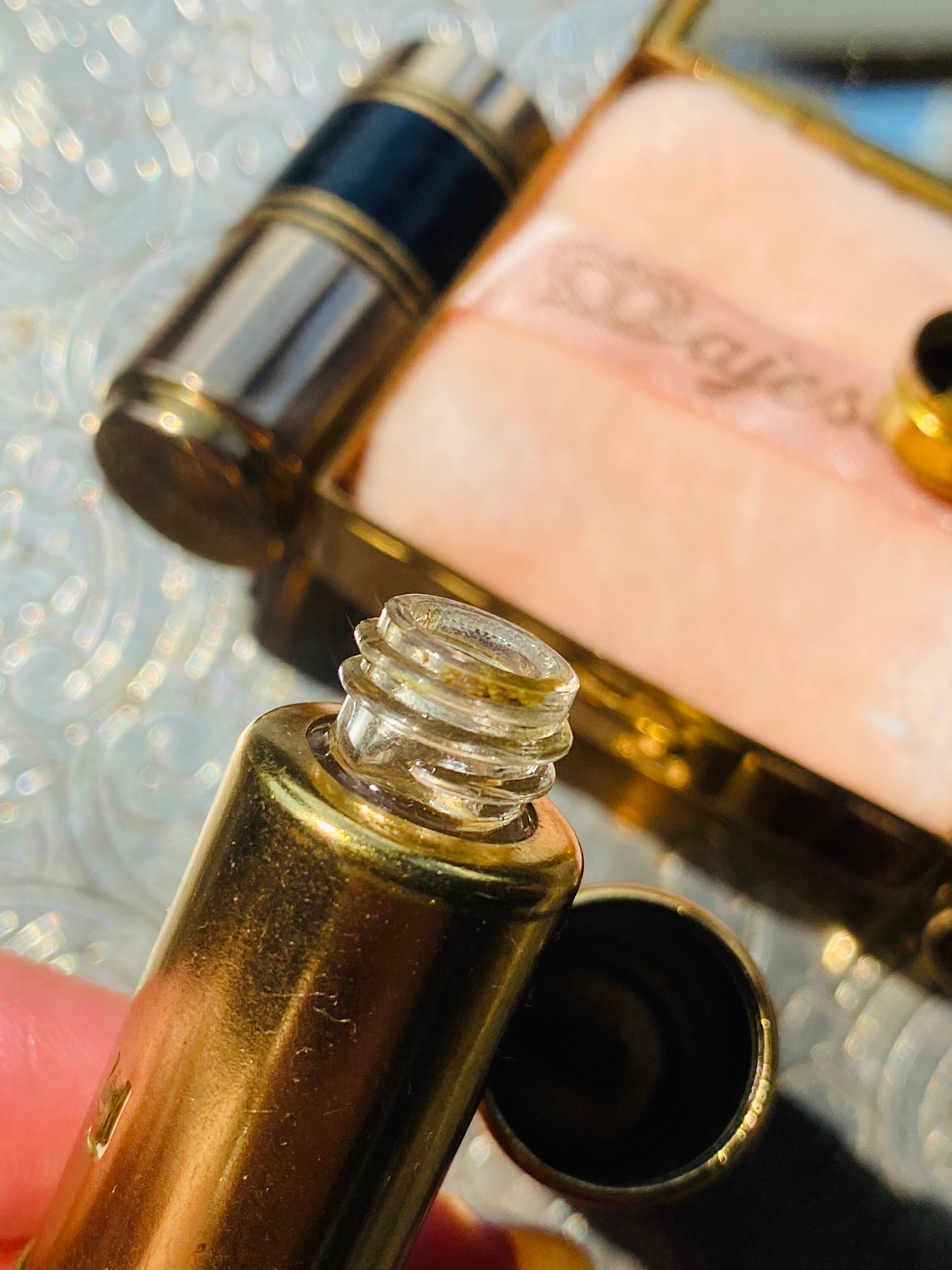 Rare Vintage Tiny Makeup Compact Duo Powder Compact Lipstick Perfume ...