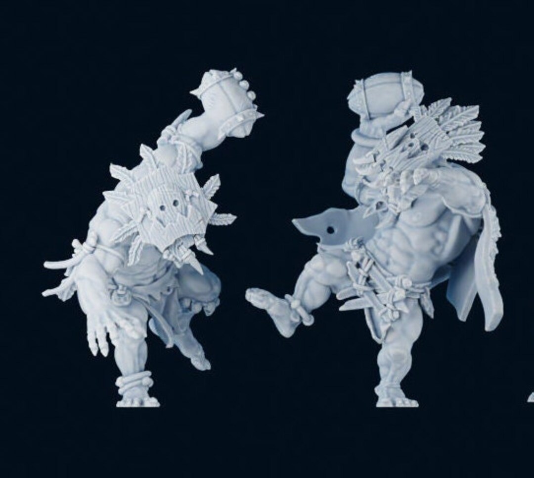 Savage Orc Shaman Throwers by Brutefun Miniatures. Primal, Ork, Fantasy Football - Etsy