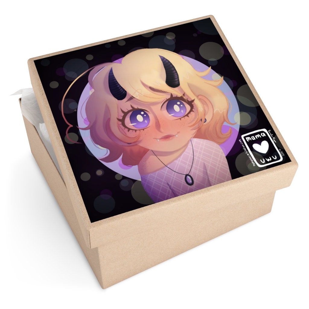 Chibi Demon Square Vinyl Sticker - Etsy