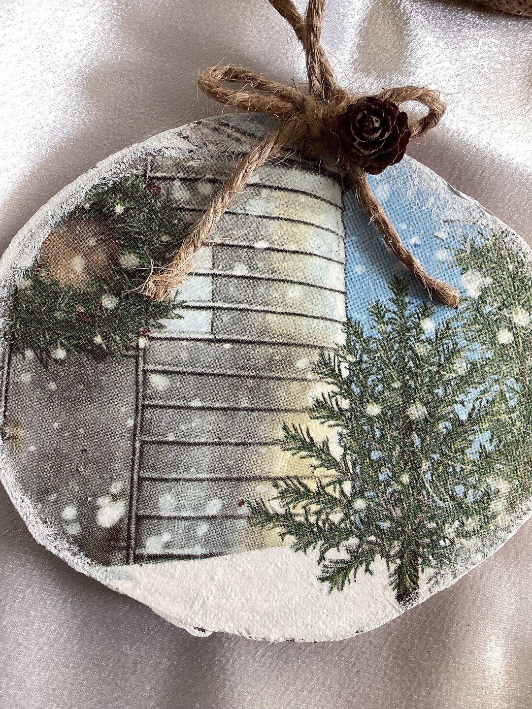 SET OF 3 LARGE 4.5 Inch Silo Christmas Ornaments With Wreaths - Etsy