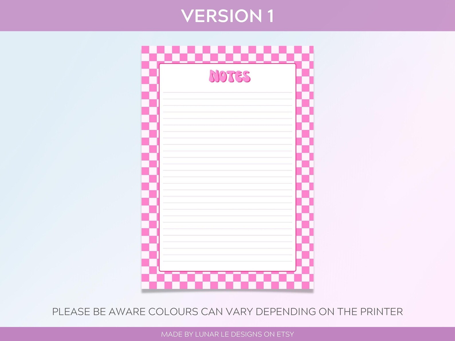 Pink Notes Page Printable Printable Notes Page Template. - Etsy UK