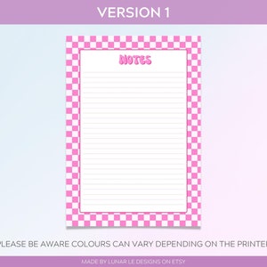 Pink Notes Page Printable Printable Notes Page Template. - Etsy UK