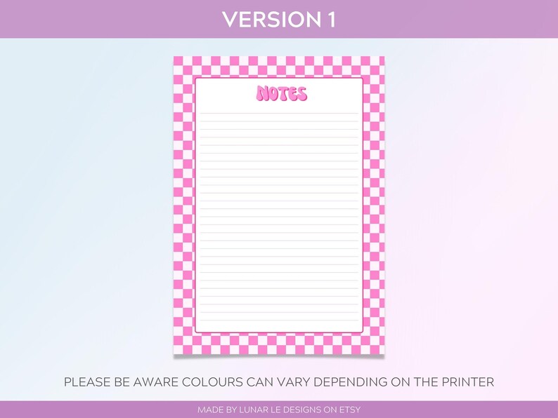 Pink Notes Page Printable Printable Notes Page Template. - Etsy UK