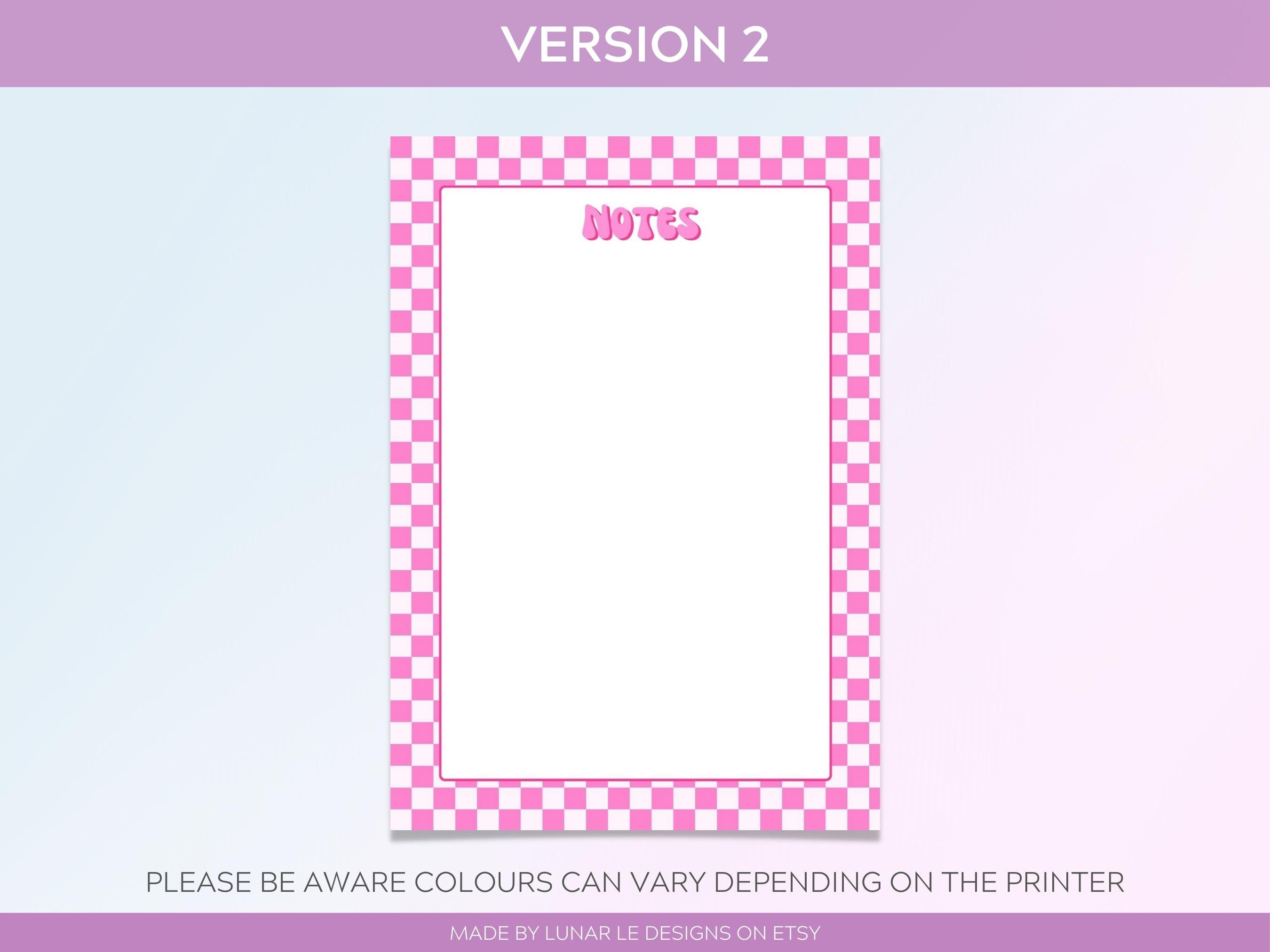 Pink Notes Page Printable Printable Notes Page Template. - Etsy UK