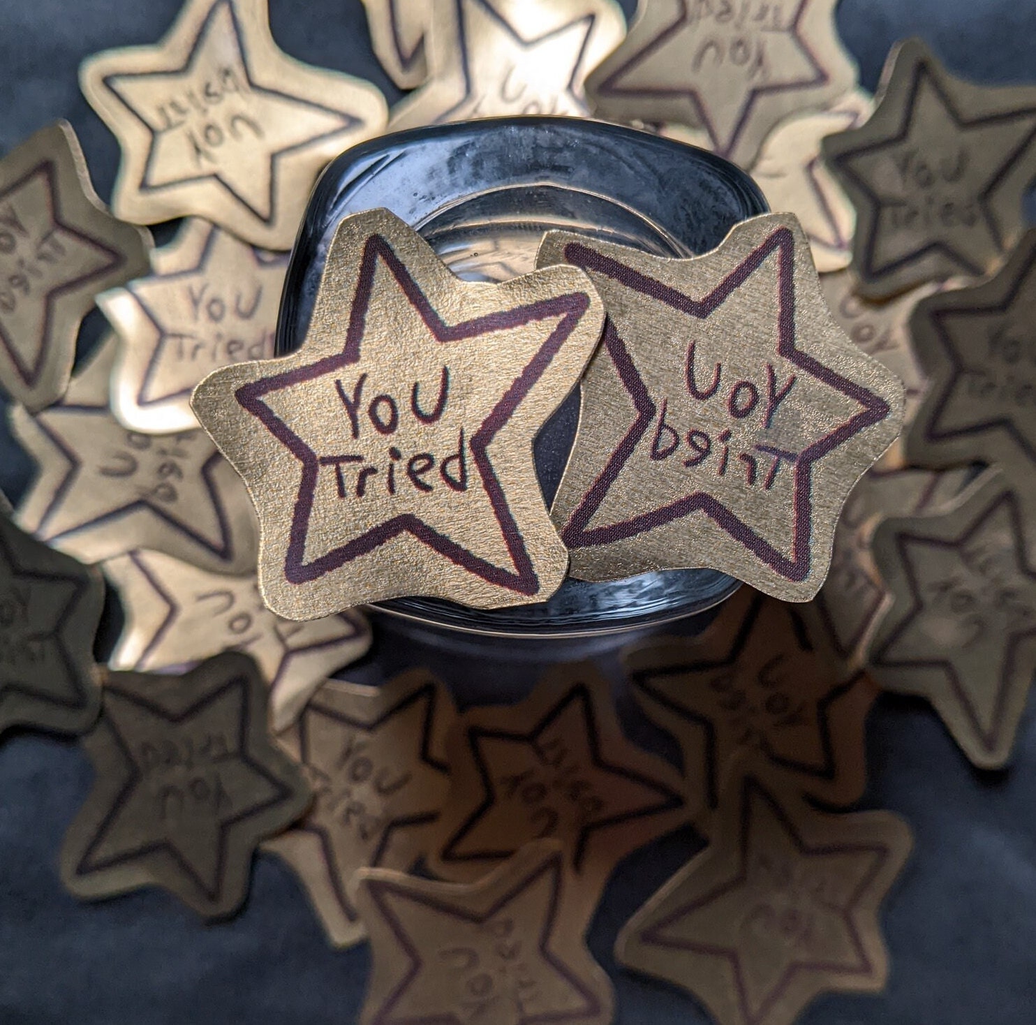 You Tried Mini Sticker Set Gold Star Stickers - Etsy
