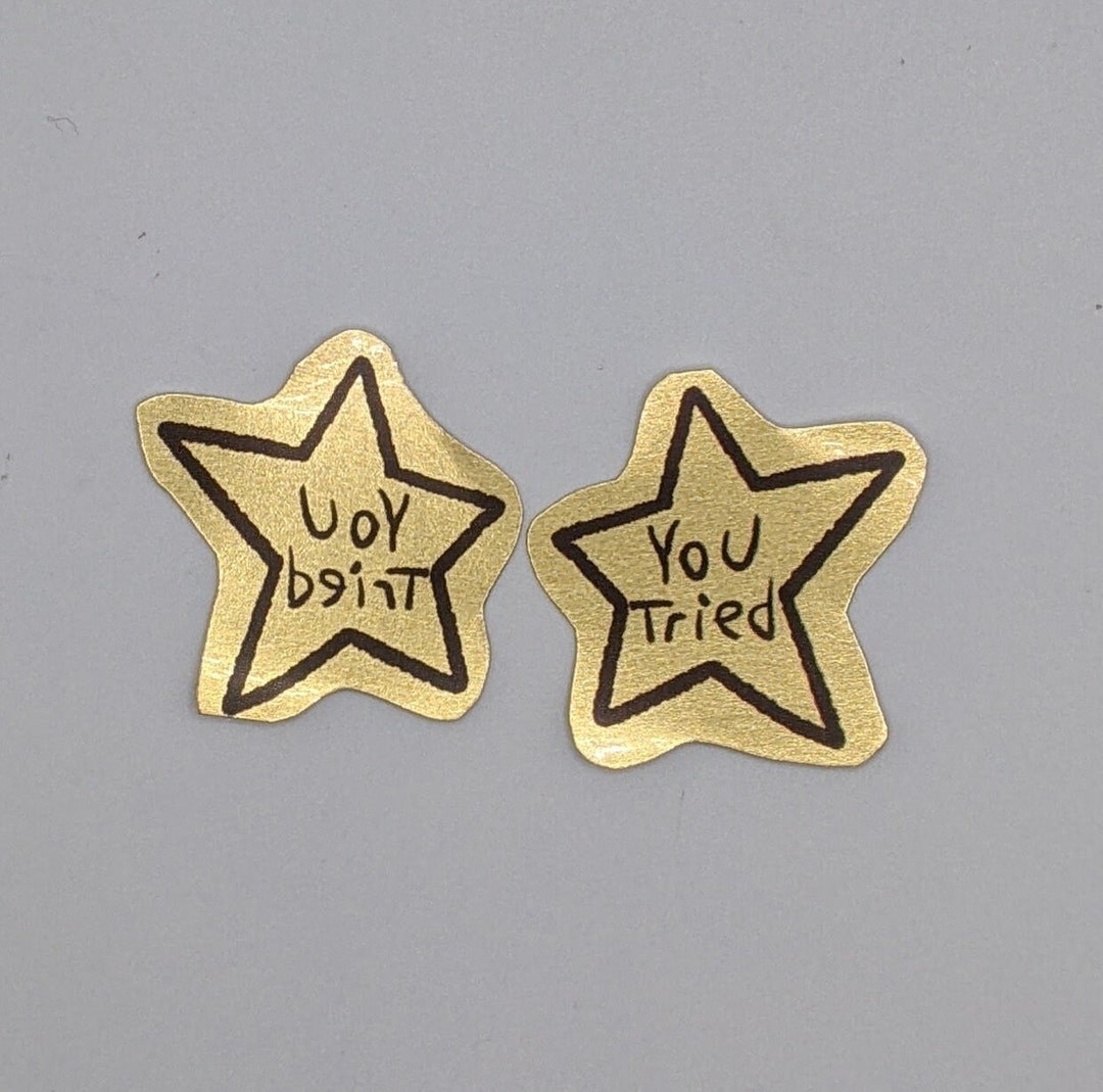 You Tried! Mini Sticker Set Gold Star Stickers - Etsy