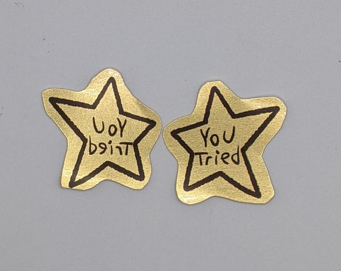 You Tried! Mini Sticker Set Gold Star Stickers - Etsy