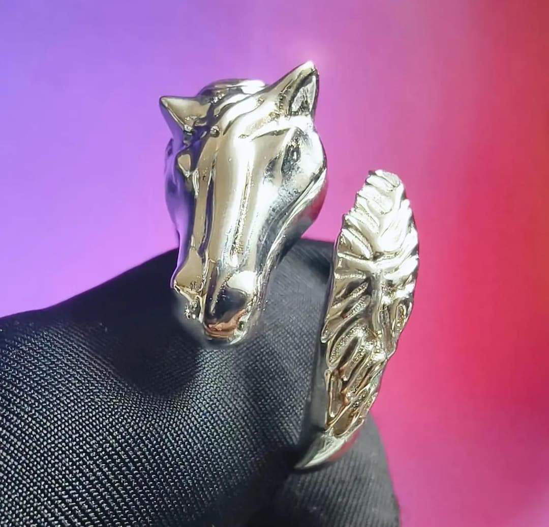 Sterling Silver Horse Head Ring - Adjustable Equestrian Jewelry - Etsy