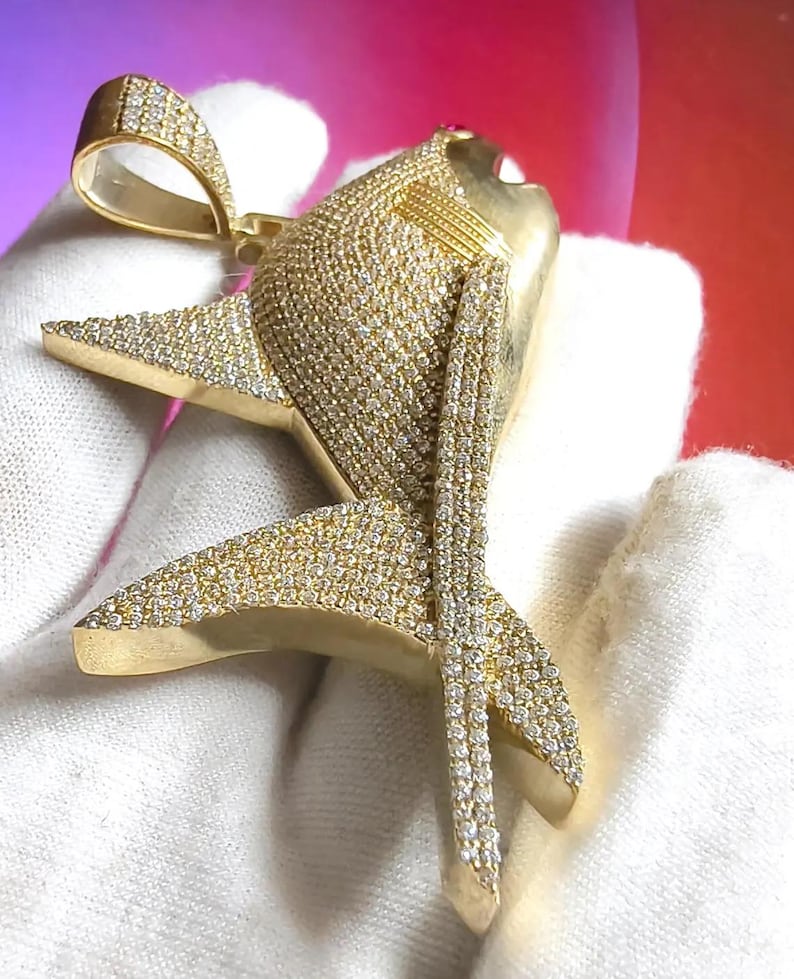 Iced Out Shark Pendant Necklace: VVS Diamond, Yellow Gold Finish - Etsy