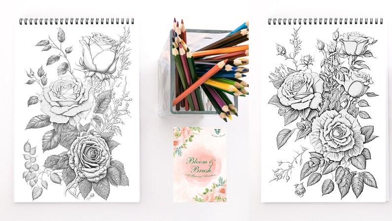 Bloom & Brush - A Flowery Adventure Adult Coloring Book Printable Adult ...