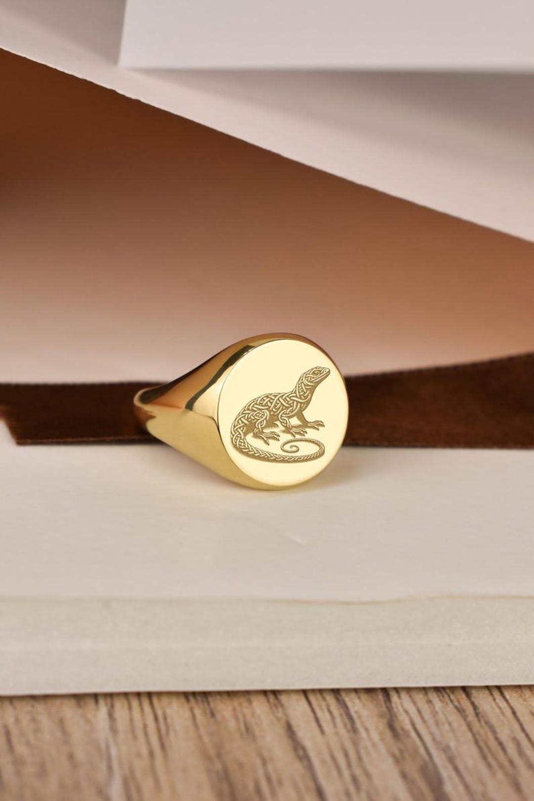 Celtic Knot Lizard Signet Ring| Gecko Talisman Reptile Engraved ...
