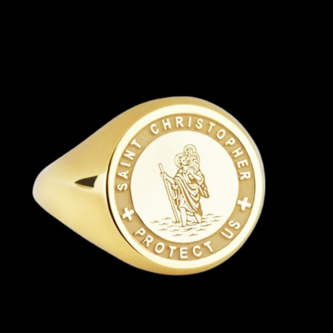 Saint Christopher Signet Ring | Traveler Protection Ring Motorists ...