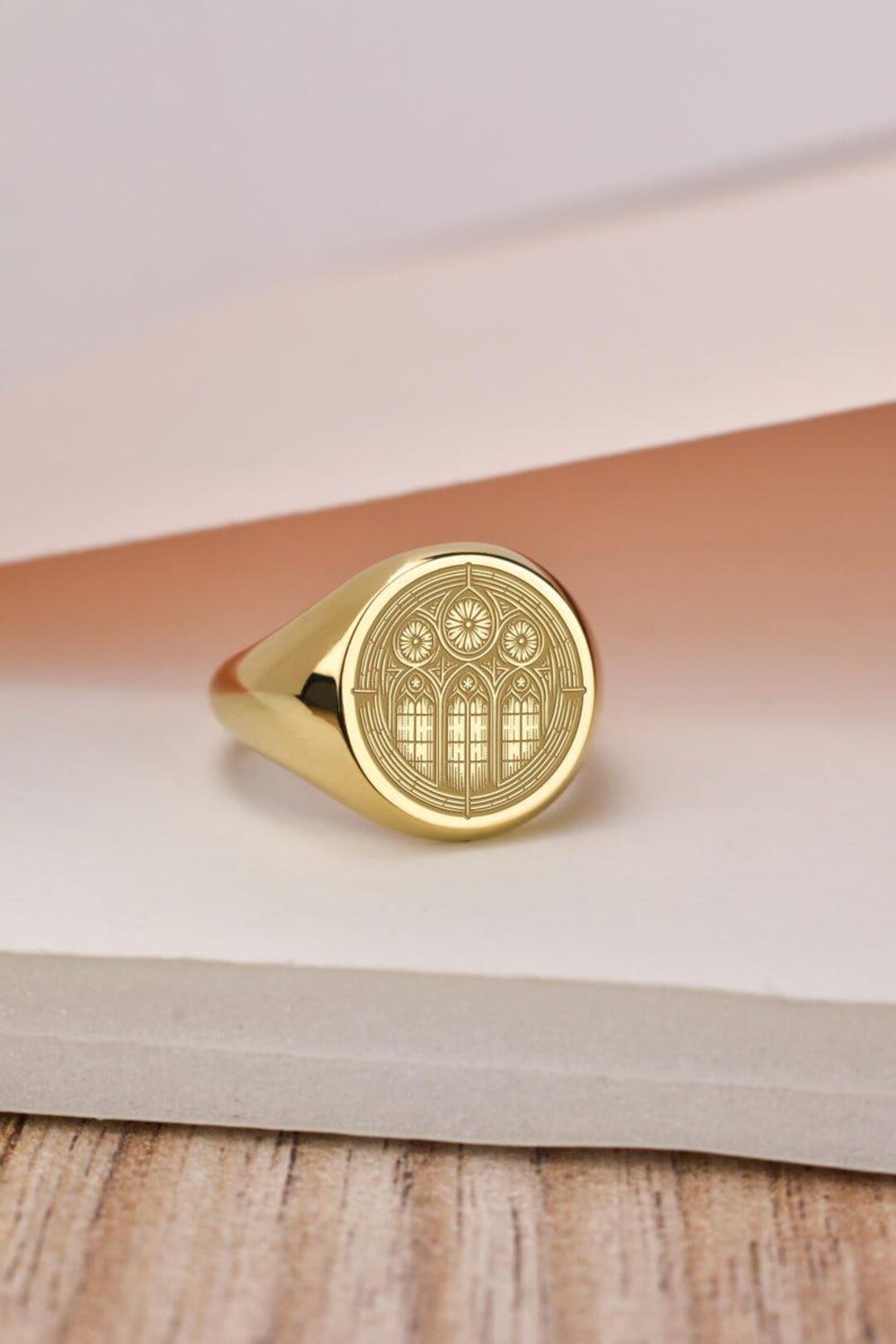 Gothic Windows Signet Ring| Dark Architecture Talisman Stained Glass ...