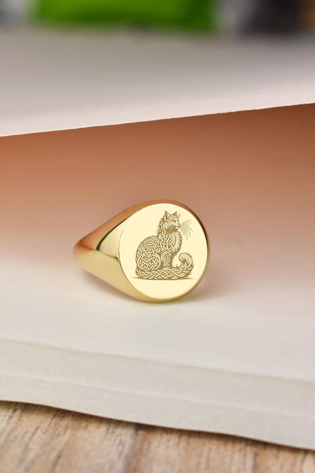 Celtic Knot Cat Signet Ring| Pet Owner Jewelry| Domestic Animal ...