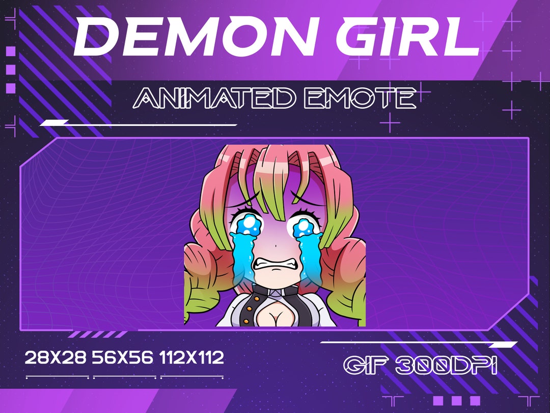 Demon Girl Anime Crying Animated Emote Crying Demon Girl - Etsy UK