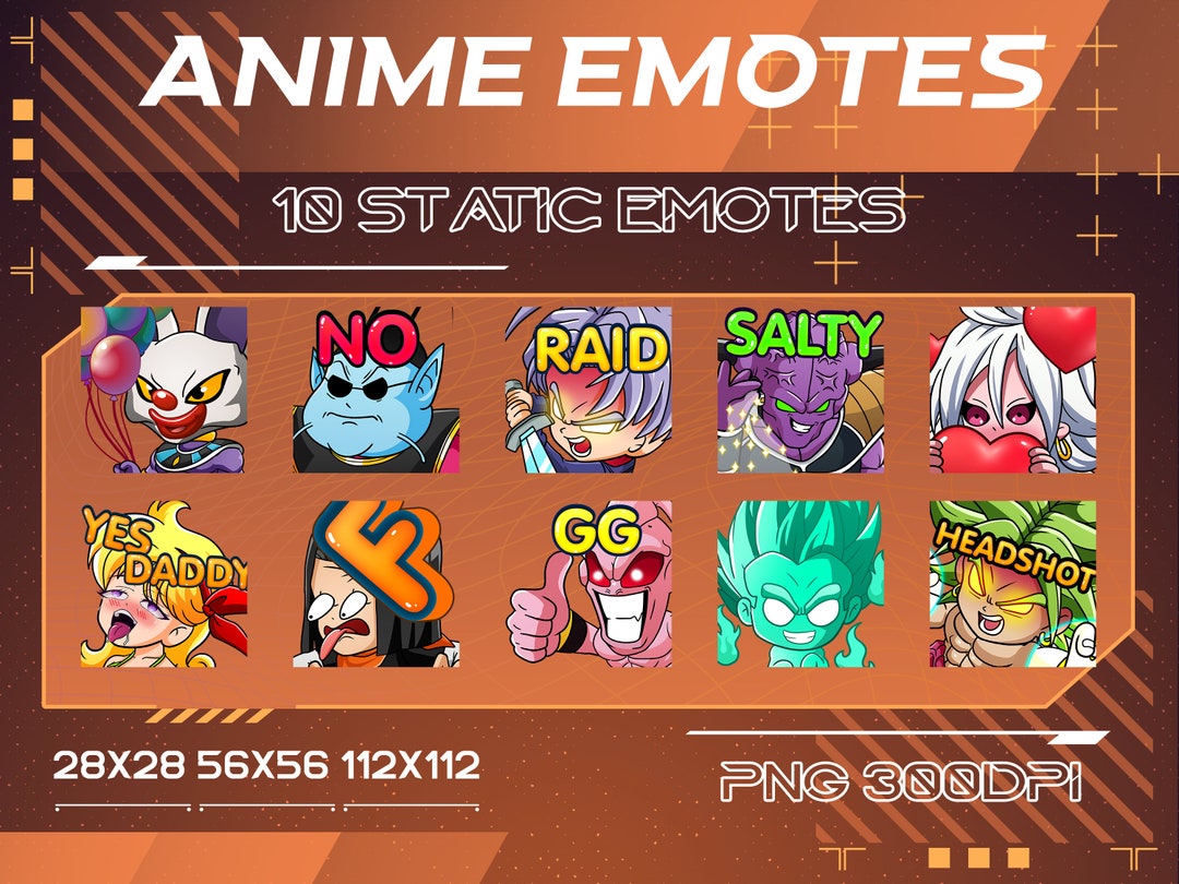 Anime Manga Dragon SSJ Twitch Static Emotes Pack 2, Dbz Twitch Static ...