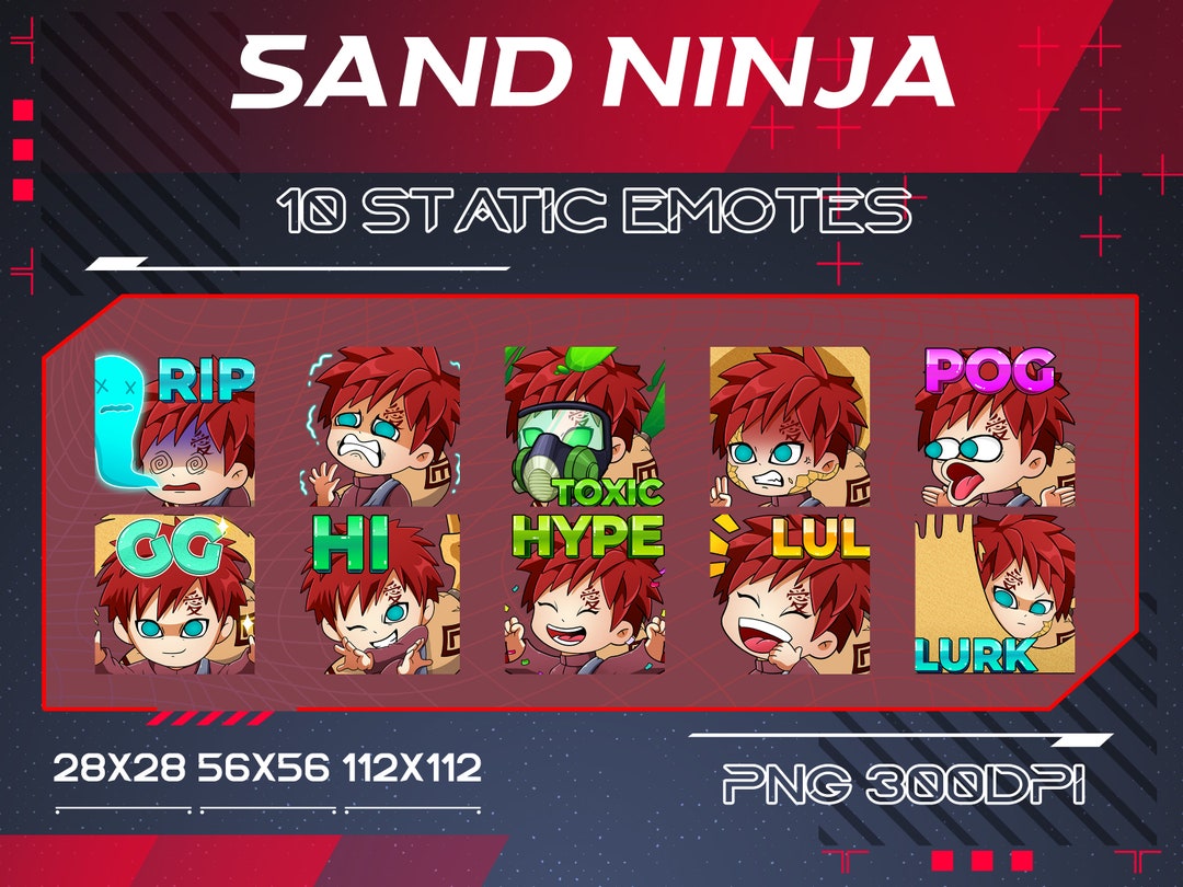 10 Sand Ninja Anime Twitch Static Emotes Pack, Anime Ninja Twitch ...