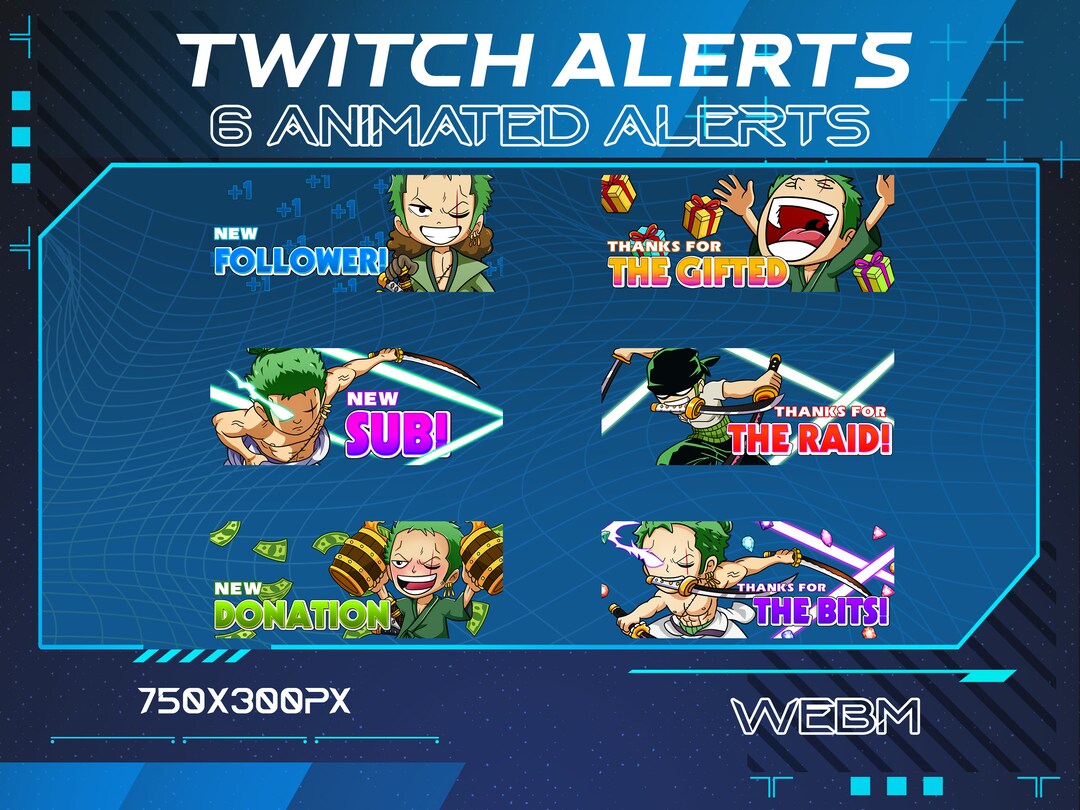 Three-sword Pirate Anime Animated Twitch Alerts, Stream Animated ...