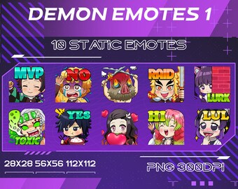 Anime Emotes MEGA PACK Twitch, Discord, Youtube Streaming Demon Emote ...