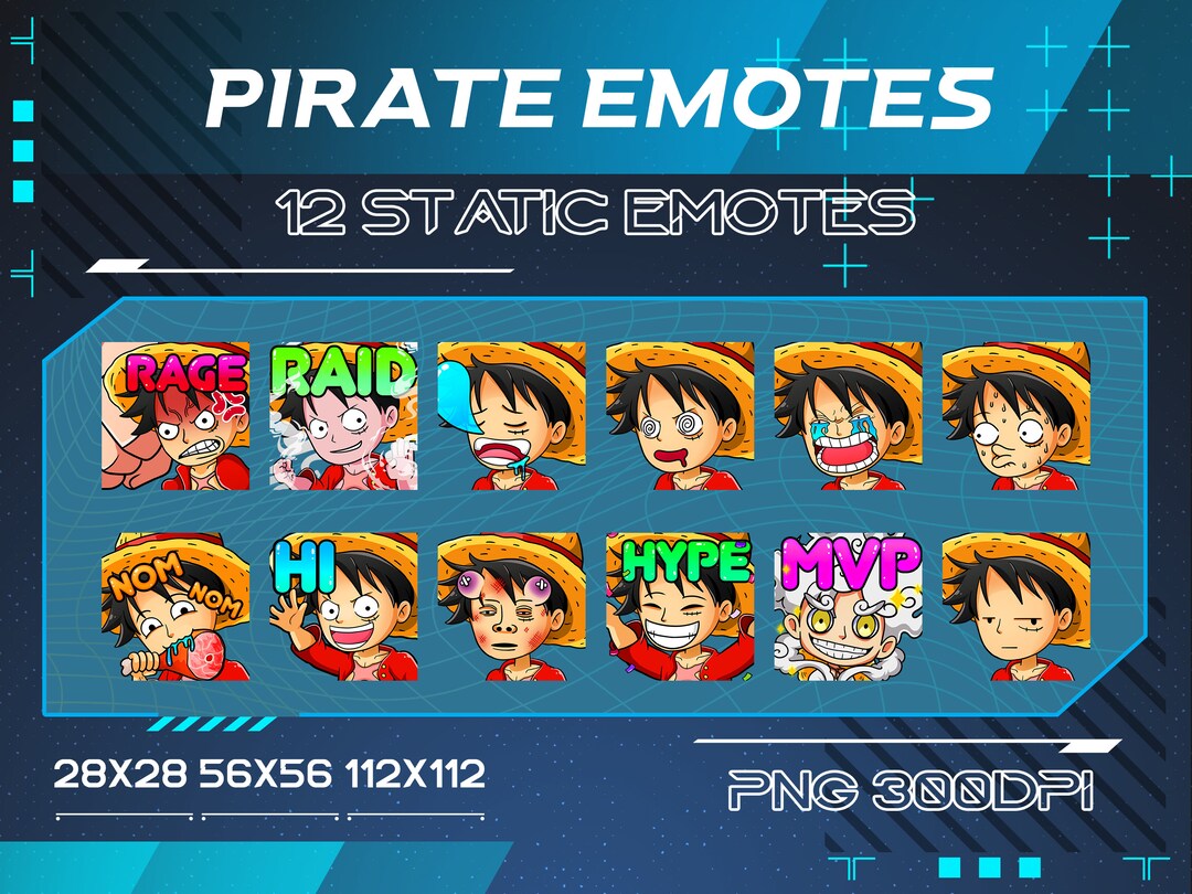 Pirate Captain Anime Twitch Static Emotes Pack, Pirate Captain Static ...