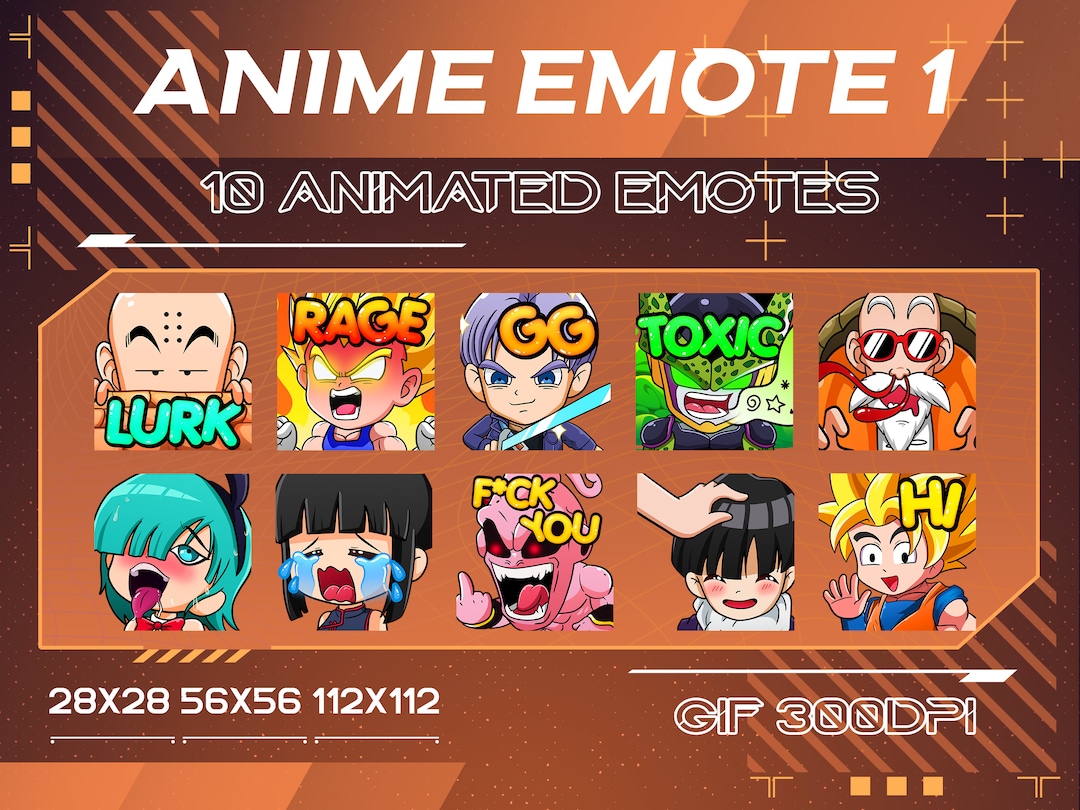 Anime Manga Dragon SSJ Twitch Animated Emotes Pack 1, Dbz Anime Twitch ...