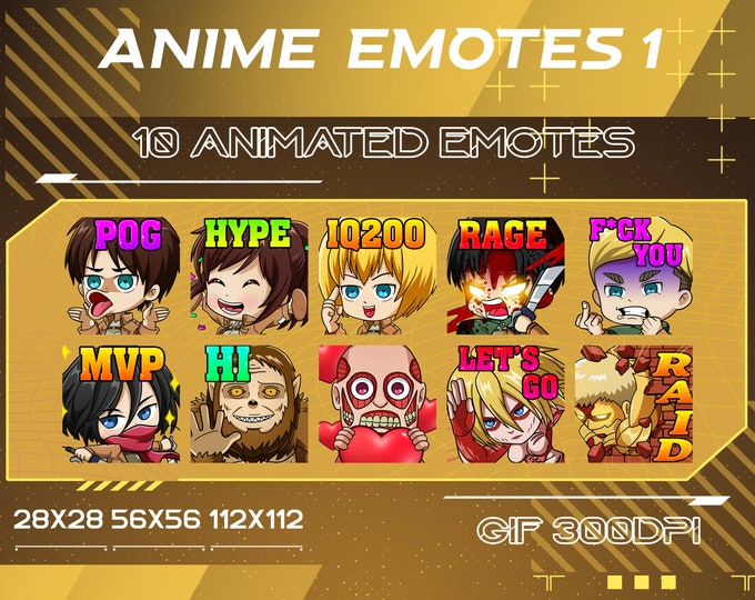 Anime Emotes MEGA PACK Twitch, Discord, Youtube Streaming Demon Emote ...