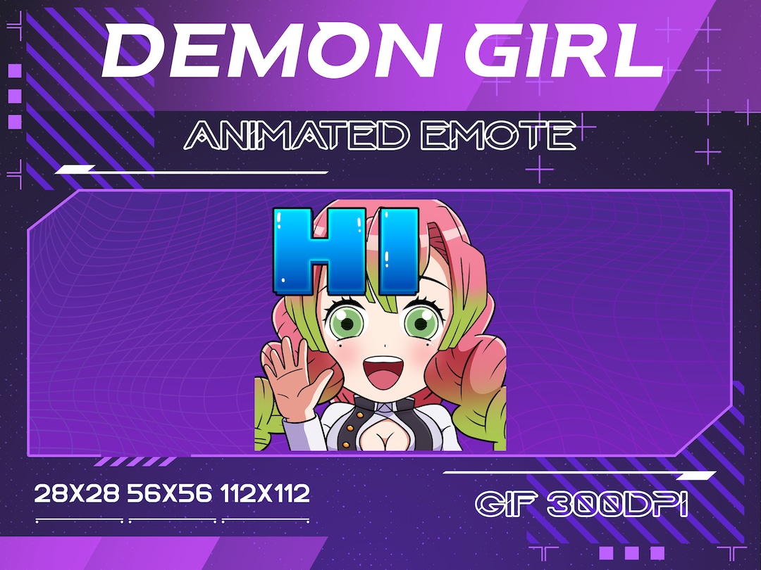 Demon Girl Anime Hi Animated Emote, Hello Demon Girl Manga Animated ...
