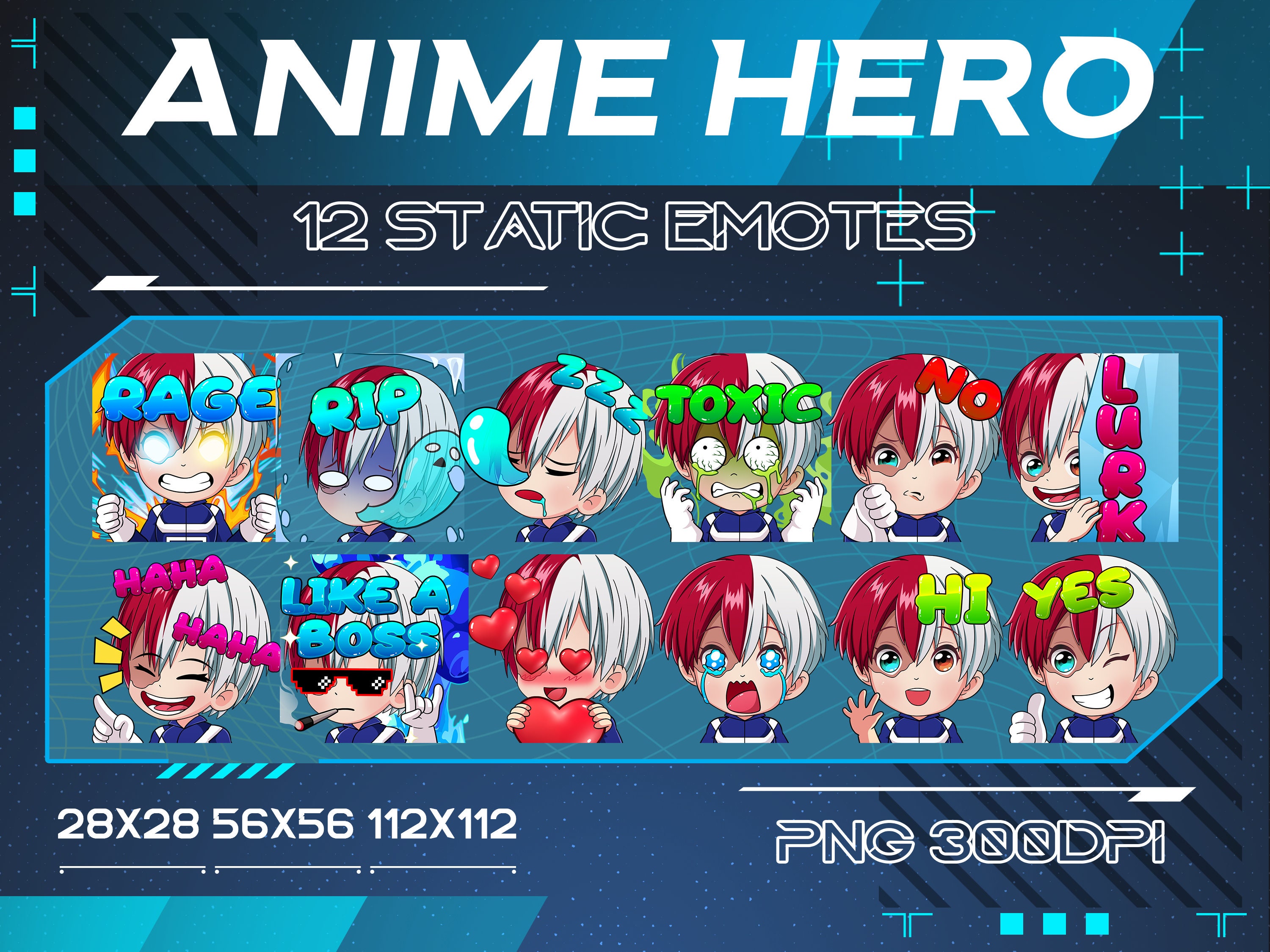 Manga, Anime School Hero Twitch Emotes Pack, MHA Twitch Static Youtube ...