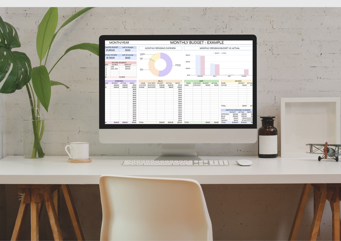 Digital Budget Tracker Instant Download Budget Planner - Etsy