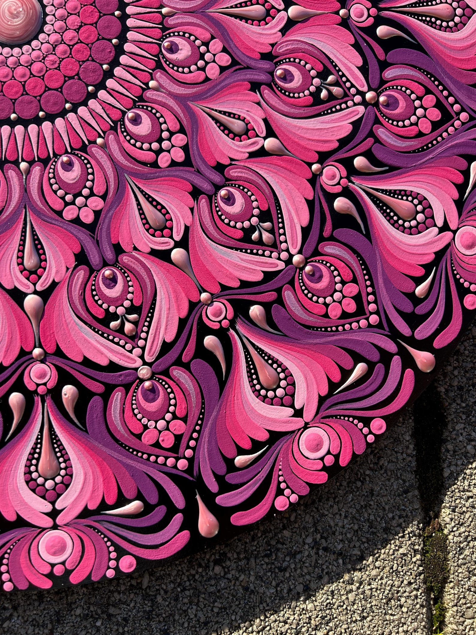 Mandala Painting 18 Inch - Hand Painted - Dot Art - Pink Purple ...