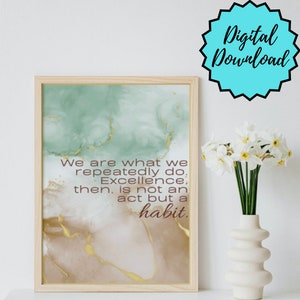 Motivational Poster Digital Download Excellence Quote Digital Artwork ...